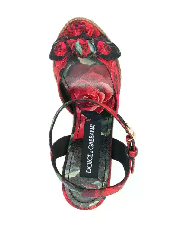 Dolce & Gabbana 90mm Lolita Floral Wedge Sandals