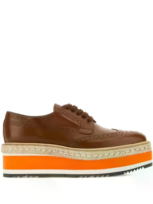 Prada Lace-up Leather Sneakers - Brown