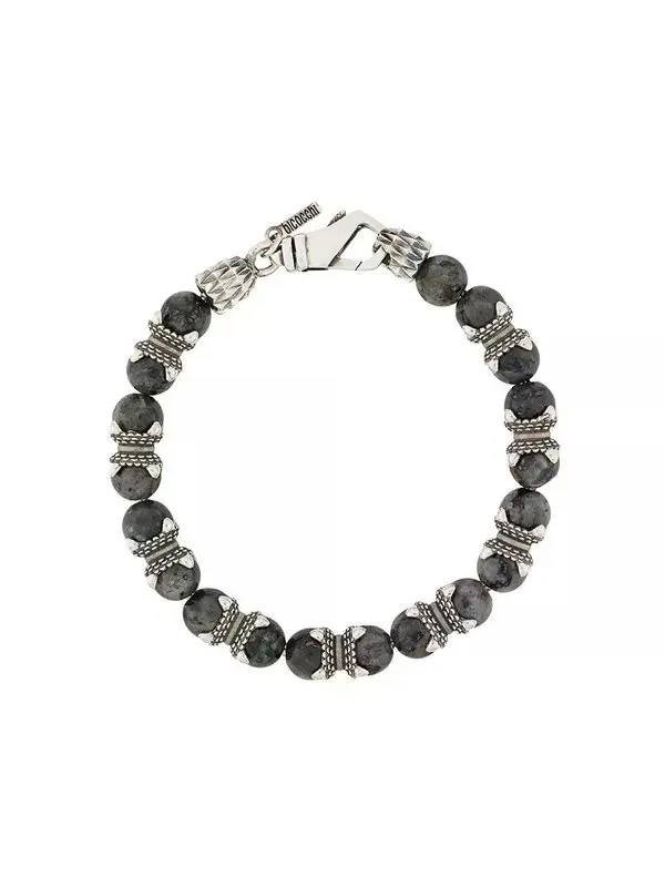 Emanuele Bicocchi Sterling Silver Labradorite Beaded Bracelet - Grey