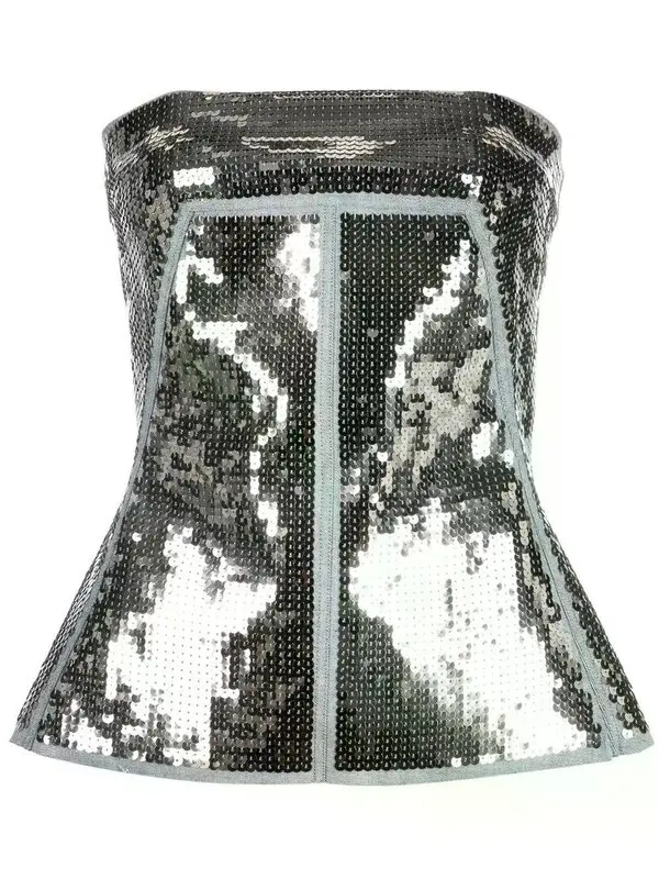 Rick Owens Sequin-embellished Bustier Top - Silver