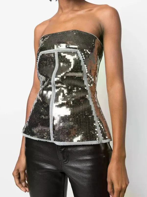 Rick Owens Sequin-embellished Bustier Top - Silver