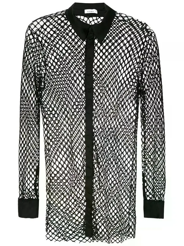 AMIR SLAMA Mesh Button-up Shirt - Black