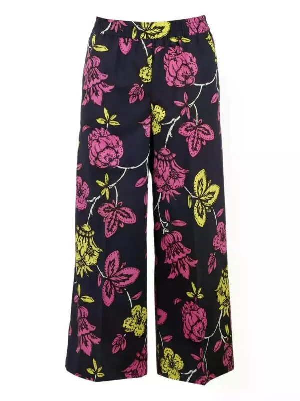 P.a.r.o.s.h Cotton Cropped Floral Print Trousers