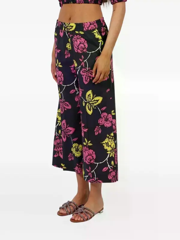 P.a.r.o.s.h Cotton Cropped Floral Print Trousers