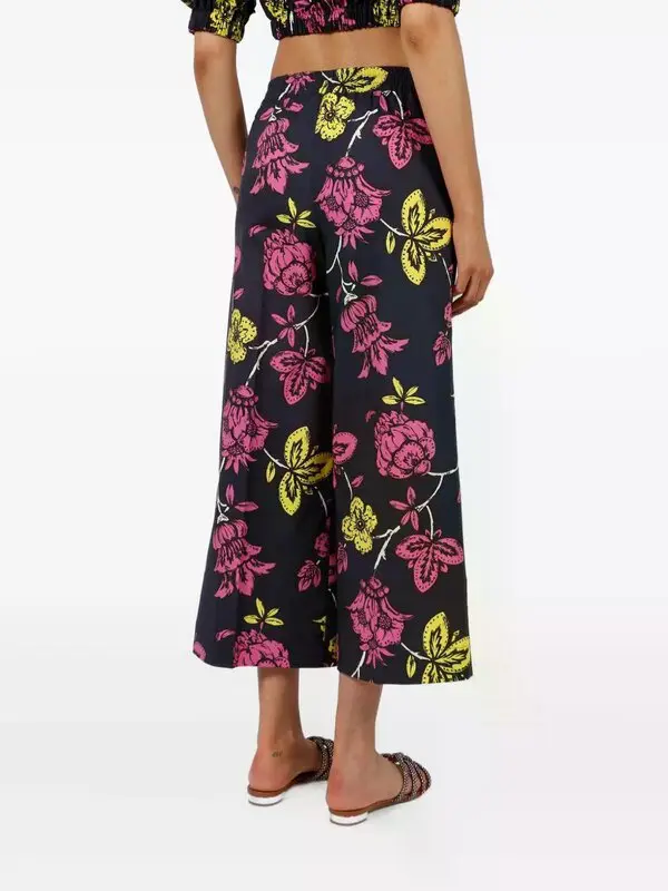 P.a.r.o.s.h Cotton Cropped Floral Print Trousers