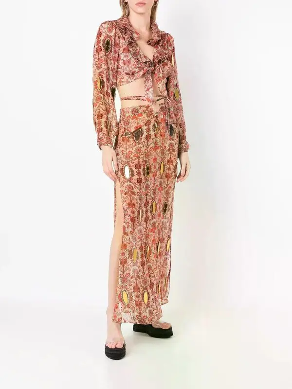AMIR SLAMA Floral-print Cropped Blouse