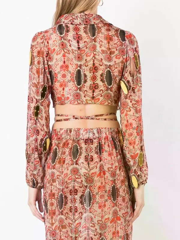 AMIR SLAMA Floral-print Cropped Blouse