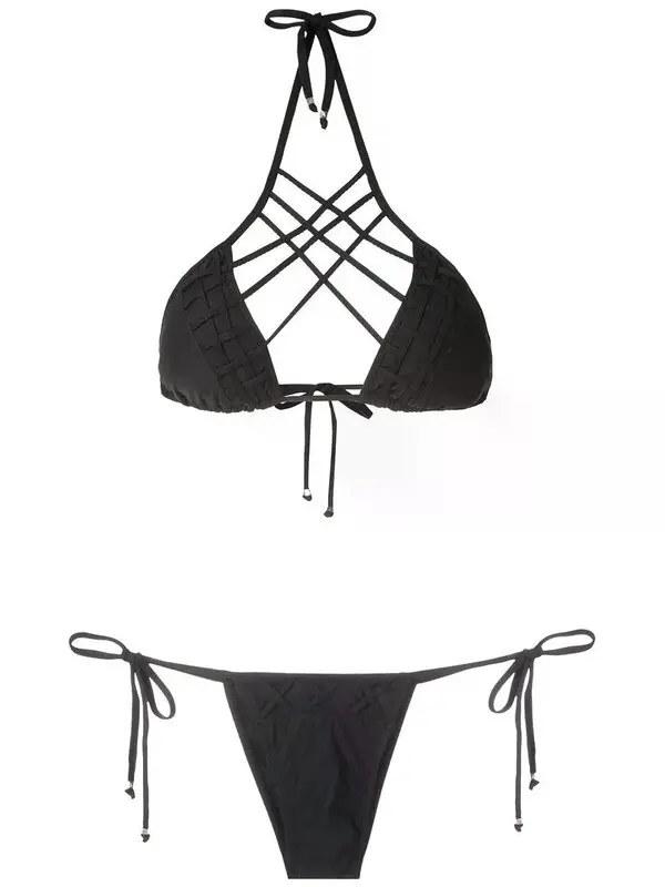 AMIR SLAMA Strappy Triangle Bikini Set - Black