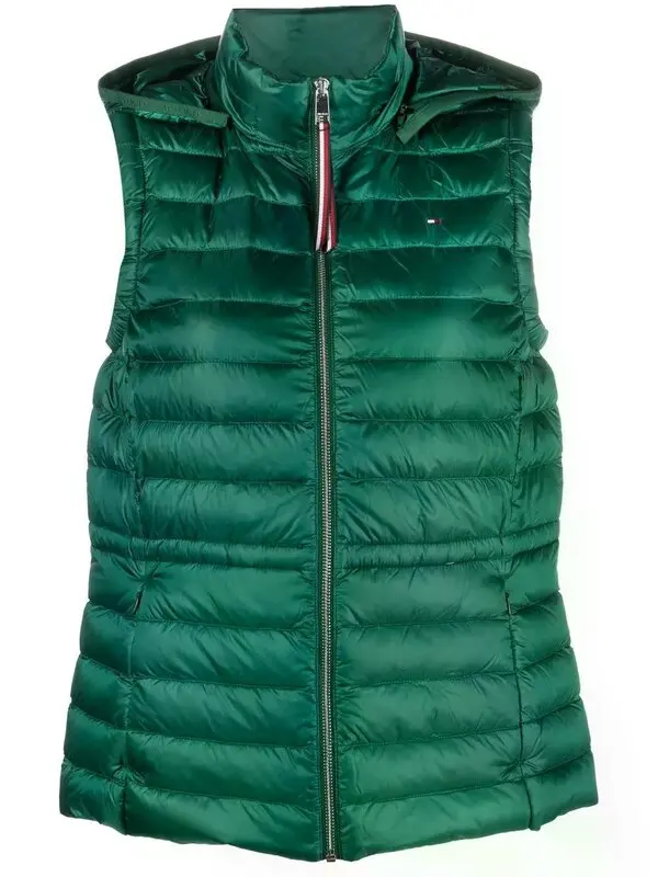 Tommy Hilfiger Padded Zip-up Gilet With Detachable Hood - Green