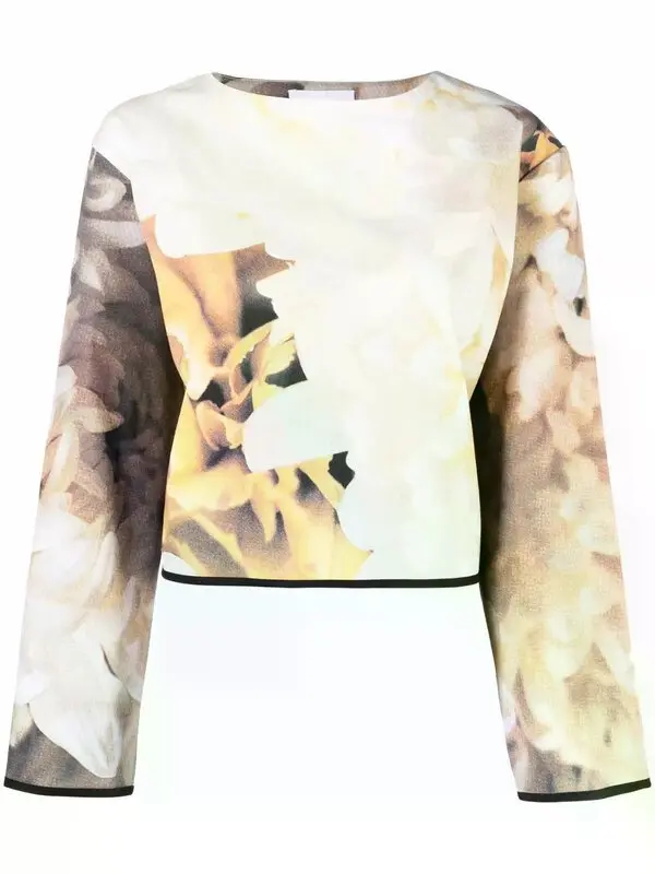 ATU BODY COUTURE Floral-print Crew Neck Sweatshirt - Neutrals