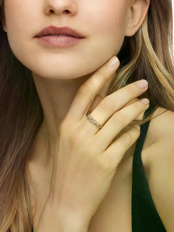 David Yurman 18kt Yellow Chain Link Diamond Ring