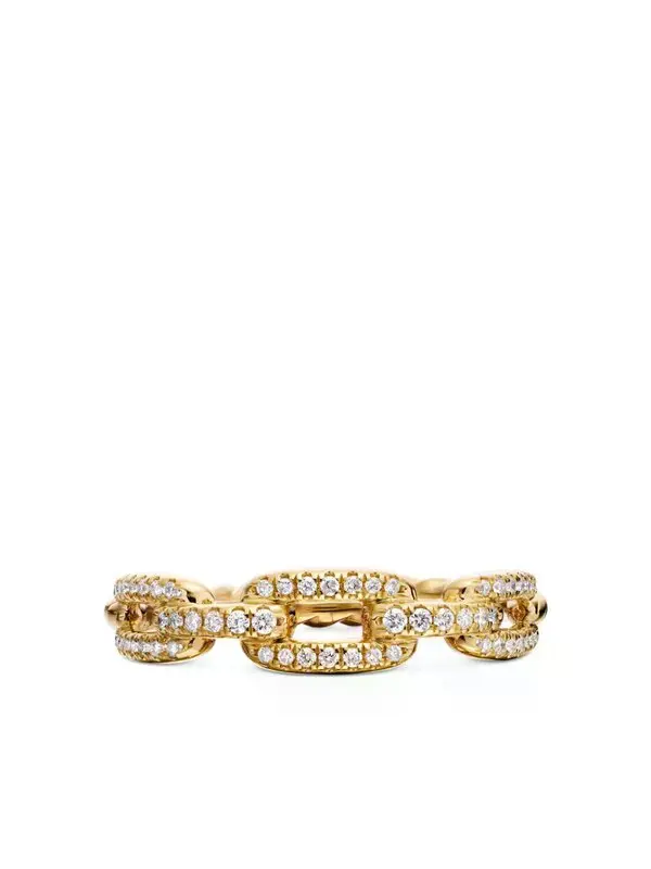 David Yurman 18kt Yellow Chain Link Diamond Ring