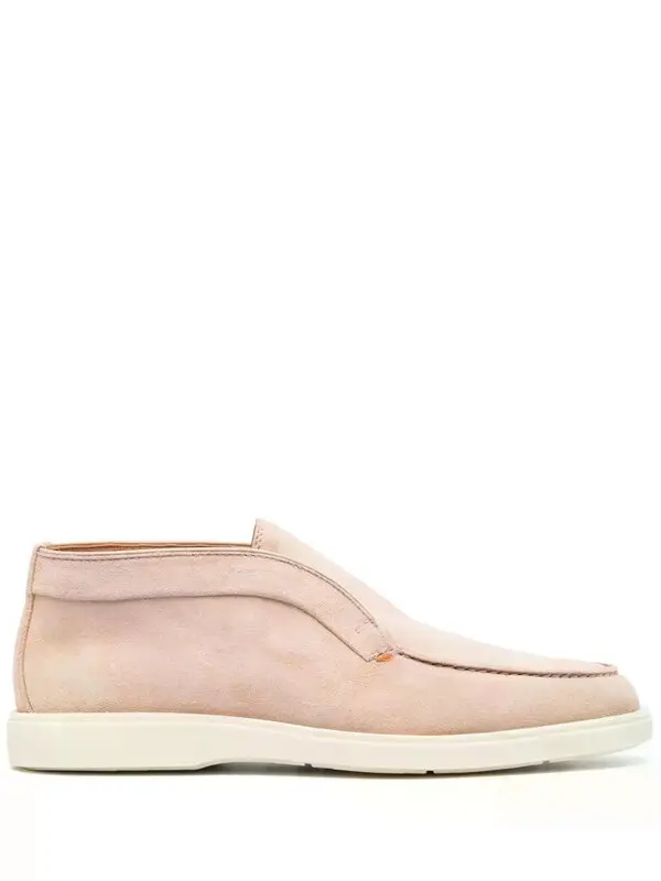 Santoni Almond-toe Suede Boots - Neutrals