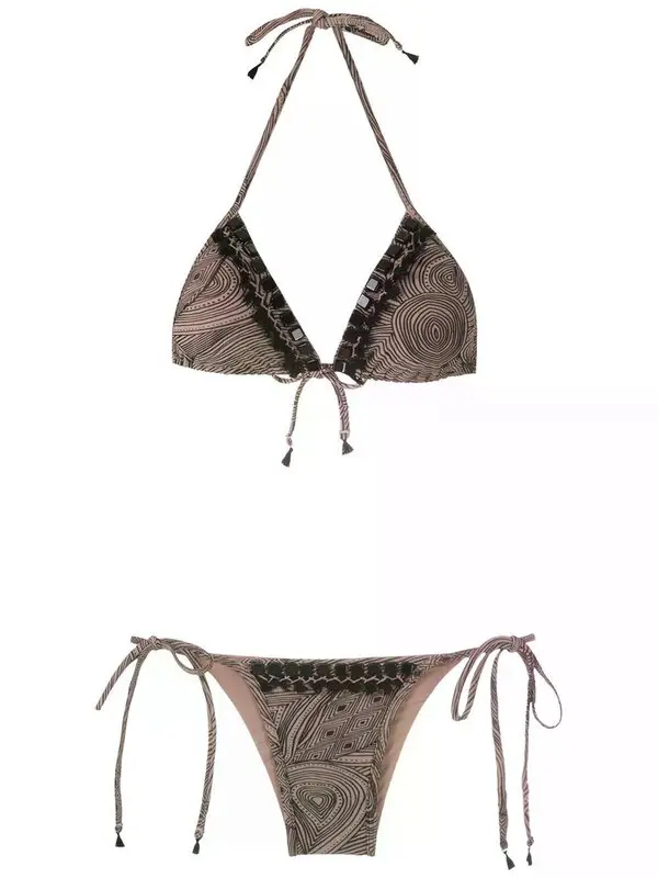 AMIR SLAMA Embellished Triangle Bikini Set - Neutrals