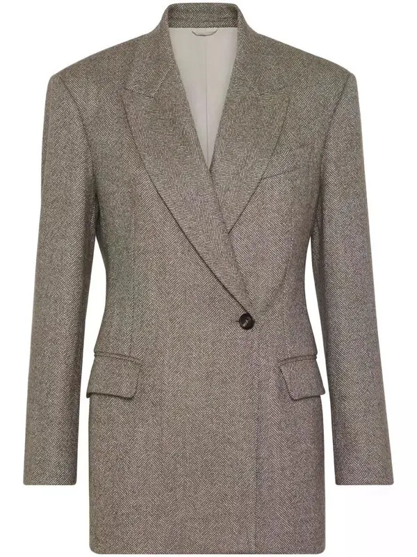 Brunello Cucinelli Double-breasted Herringbone Blazer
