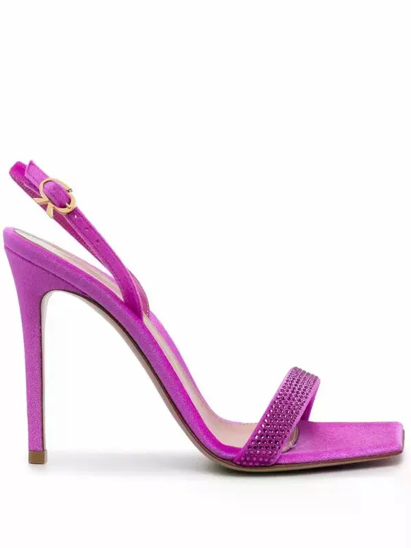 GIANVITO ROSSI Rhinestone-embellished Leather Sandals - Pink