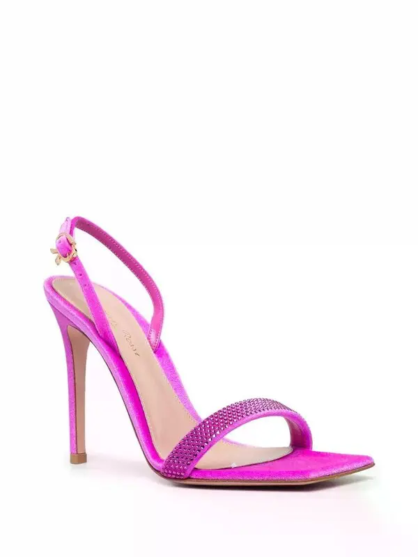 GIANVITO ROSSI Rhinestone-embellished Leather Sandals - Pink