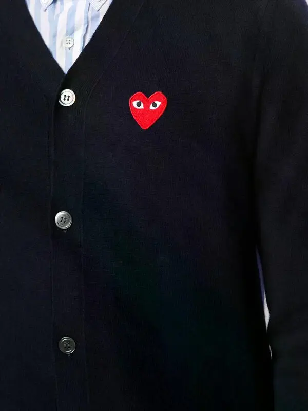 Play Comme Des Garcon Embroidered Logo Cardigan
