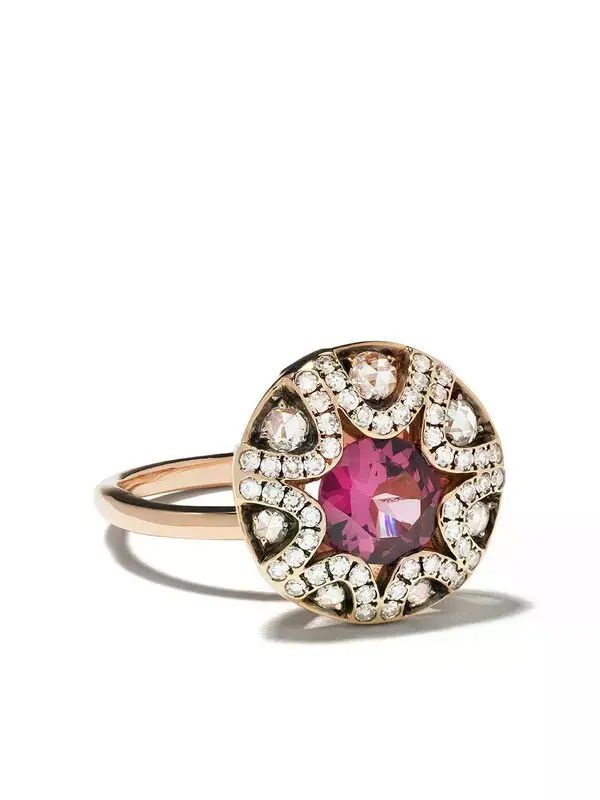 SELIM MOUZANNAR 18kt Rose Gold Diamond And Rhodolite Ring - Pink