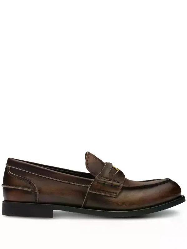 Miu Miu Leather Penny Loafers - Brown