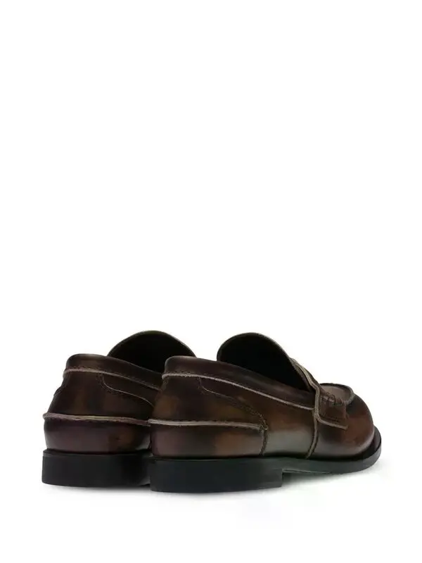 Miu Miu Leather Penny Loafers - Brown