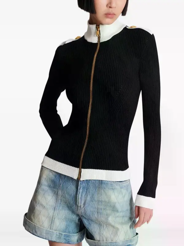 Balmain Ribbed-knit Cardigan