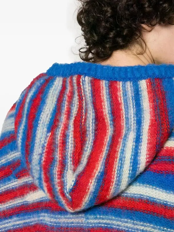 ERL Striped Intarsia-knit Hoodie