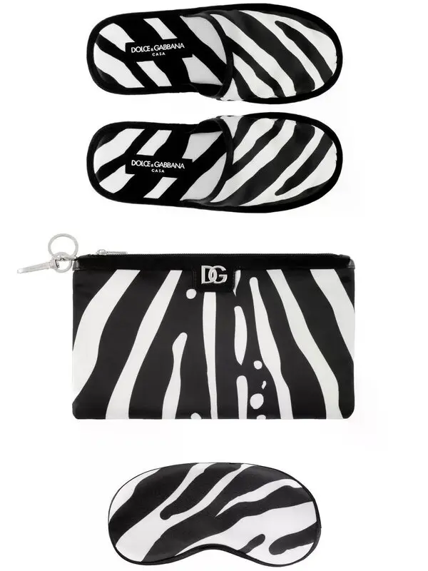 Dolce & Gabbana Zebra Print Travel Comfort Set - Black