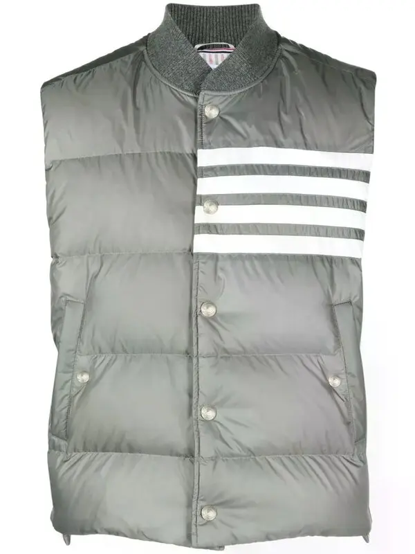 Thom Browne 4-bar Matte Nylon Down Vest - Grey