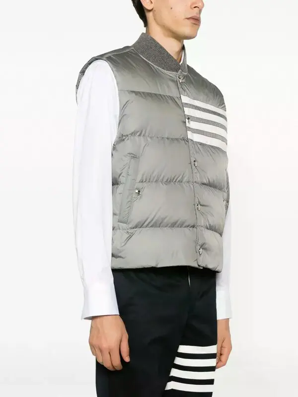 Thom Browne 4-bar Matte Nylon Down Vest - Grey