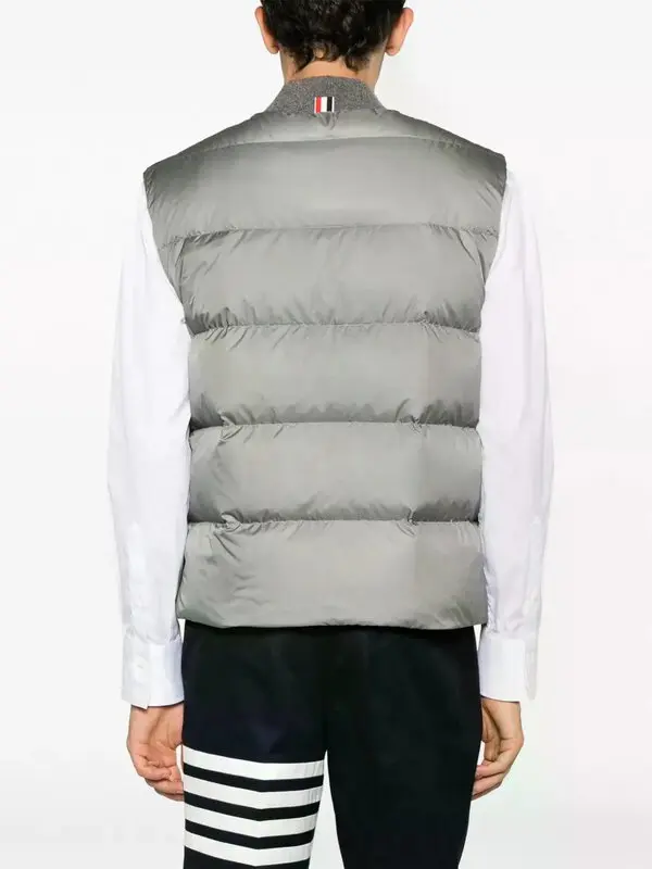 Thom Browne 4-bar Matte Nylon Down Vest - Grey