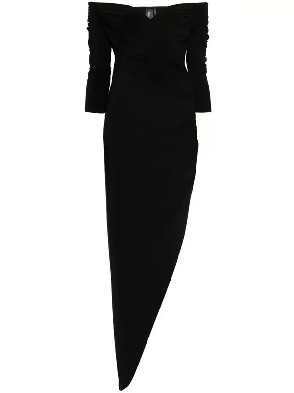 Norma Kamali Side-drape Off-shoulder Gown