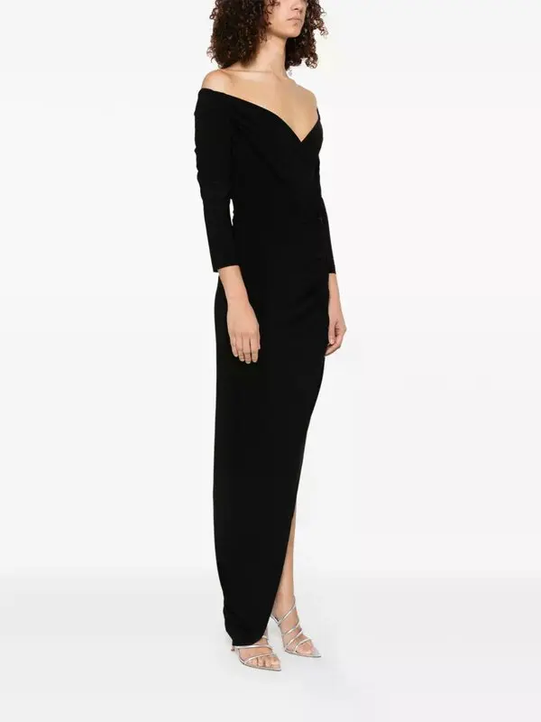 Norma Kamali Side-drape Off-shoulder Gown
