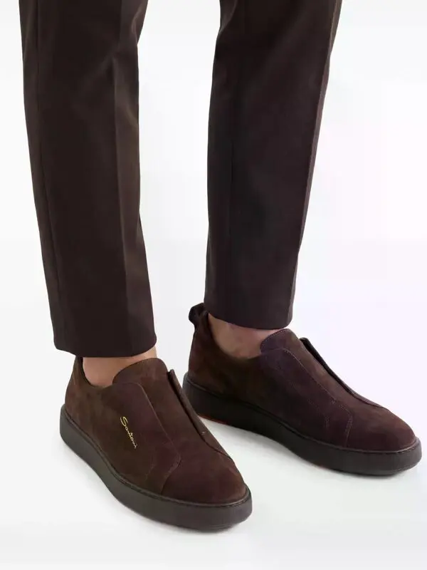 Santoni Suede Slip-on Sneakers - Brown