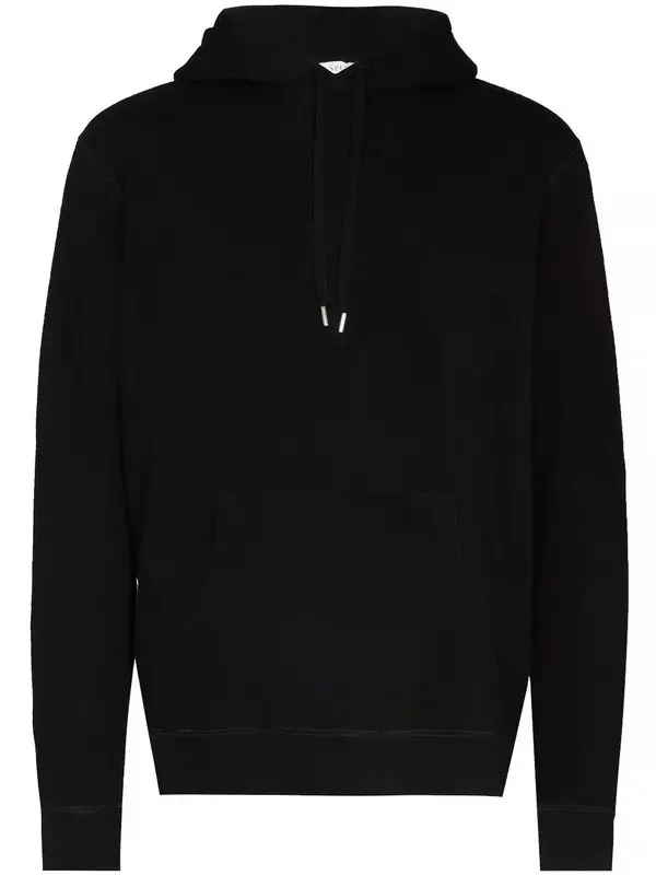 Sunspel Loopback Cotton Jersey Drawstring Hoodie - Black