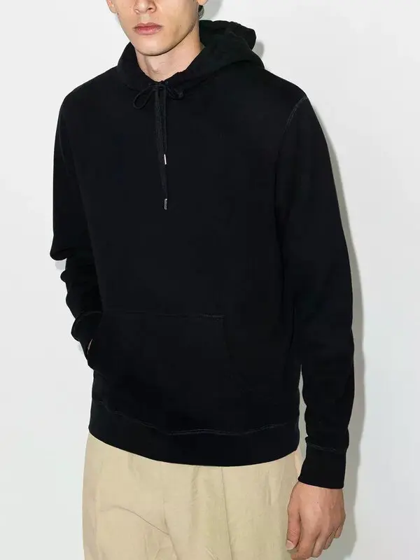 Sunspel Loopback Cotton Jersey Drawstring Hoodie - Black
