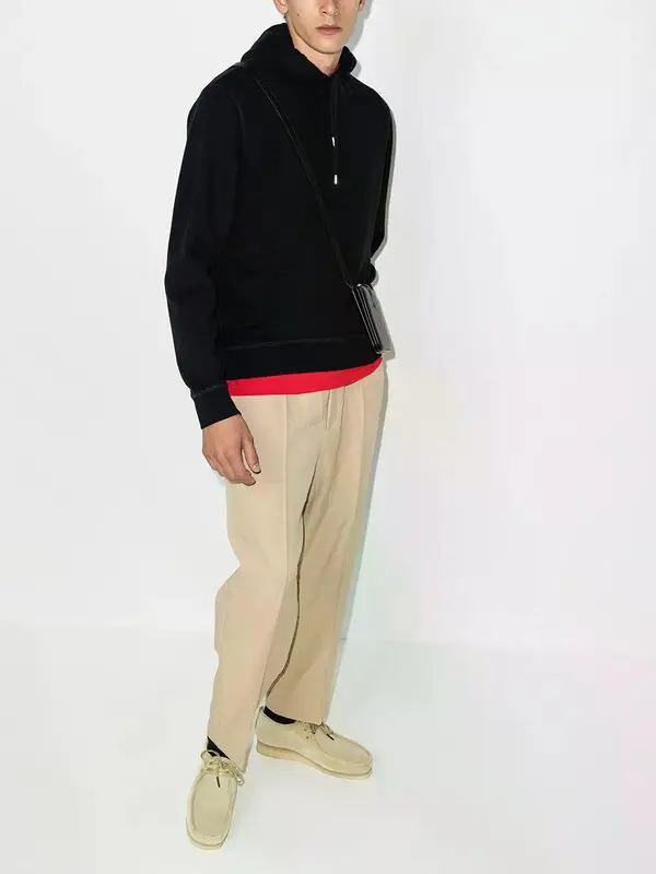 Sunspel Loopback Cotton Jersey Drawstring Hoodie - Black