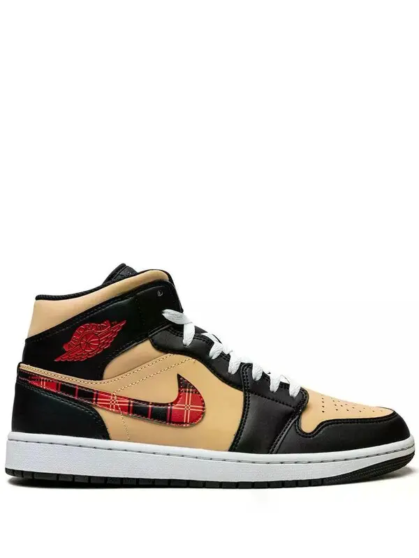JORDAN Air 1 Mid Se Tartan Swoosh Sneakers - Black