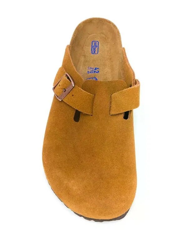 BIRKENSTOCK Suede Buckle Slippers - Brown