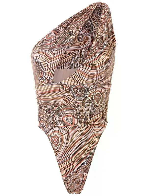 AMIR SLAMA One-shoulder Printed Swimsuit - Multicolour
