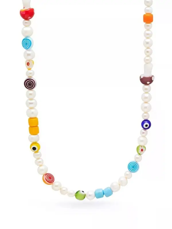NIALAYA JEWELRY Pearl And Glass Bead Choker - White