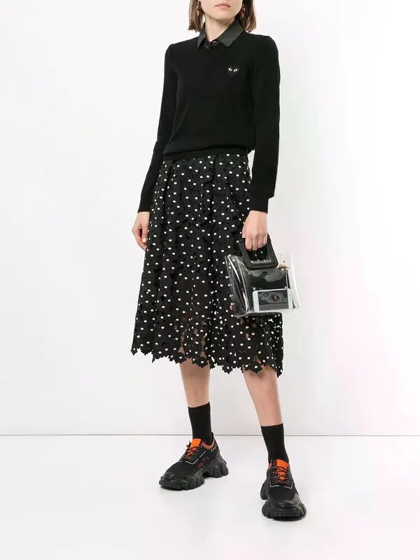 Play Comme Des Garcon Logo-embroidered V-neck Sweater