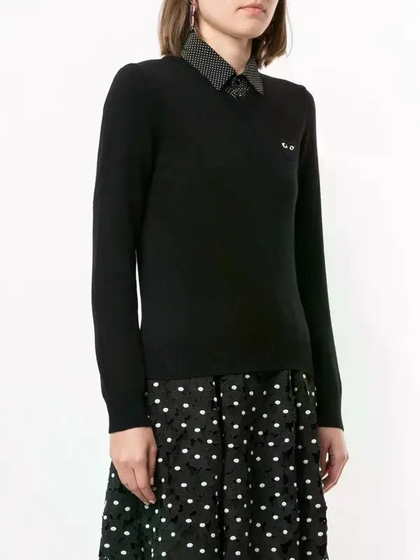 Play Comme Des Garcon Logo-embroidered V-neck Sweater