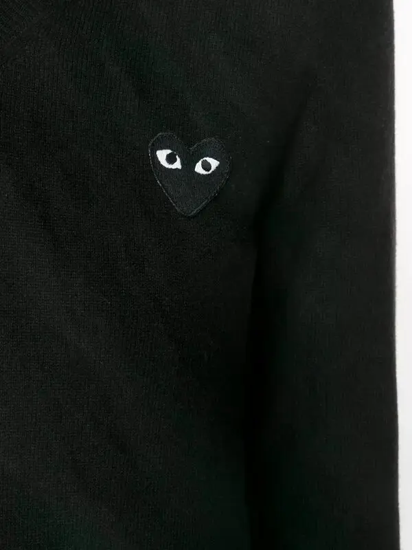 Play Comme Des Garcon Logo-embroidered V-neck Sweater