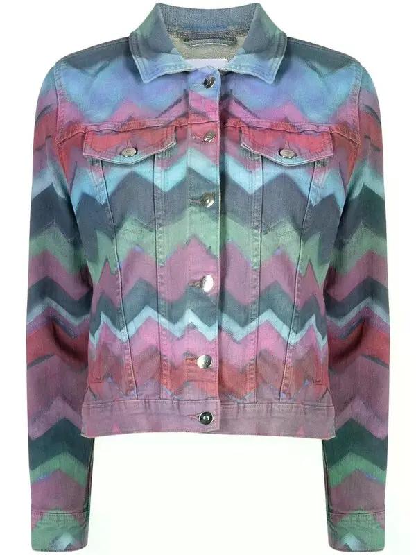 MADISON MAISON Zigzag-print Denim Jacket - Blue