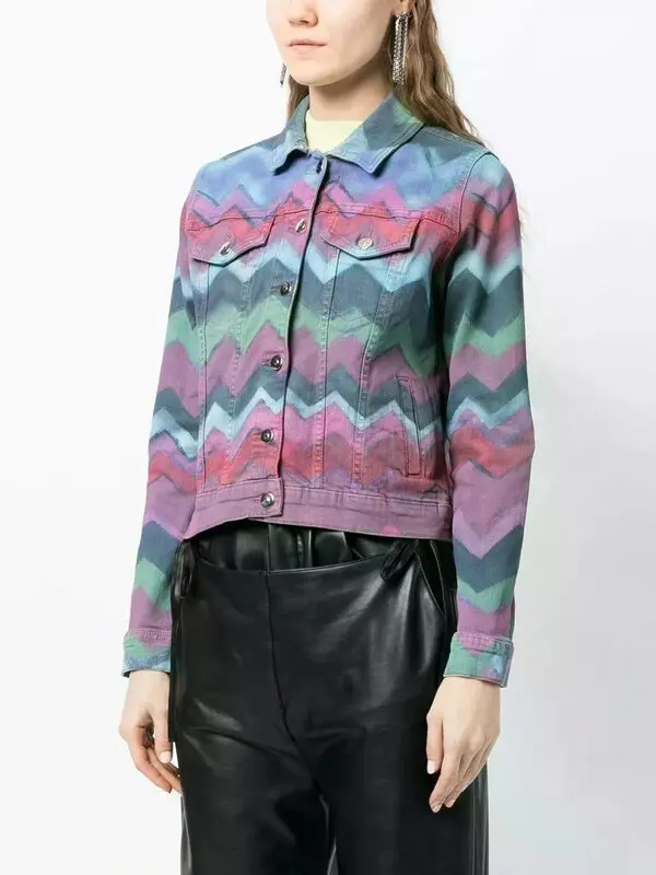 MADISON MAISON Zigzag-print Denim Jacket