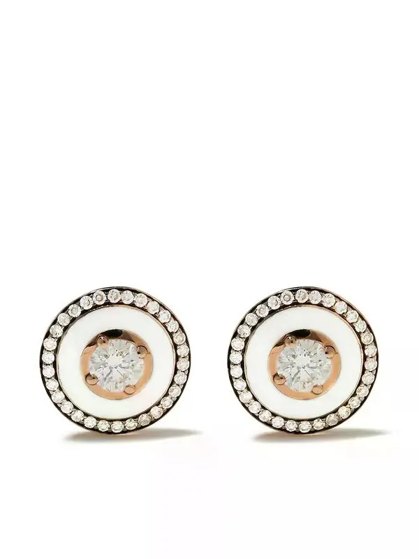 SELIM MOUZANNAR 18kt Rose Gold Diamond Mina Earrings - Pink
