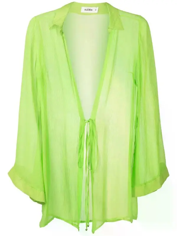 AMIR SLAMA Tie-front Silk Beach Cover-up - Green