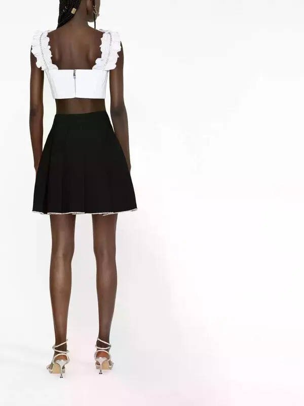 AREA Crystal-embellished Cropped Top - White
