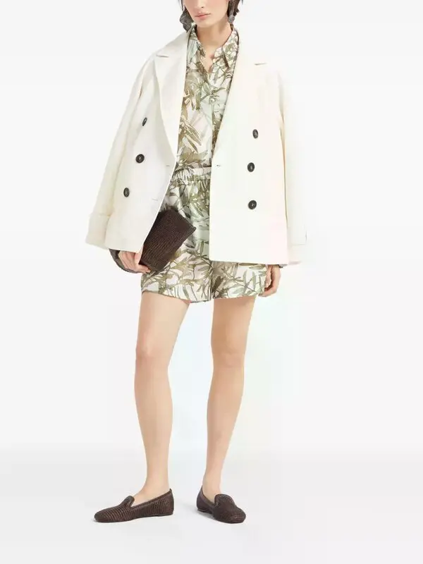 Brunello Cucinelli Silk Leaf-print Shirt
